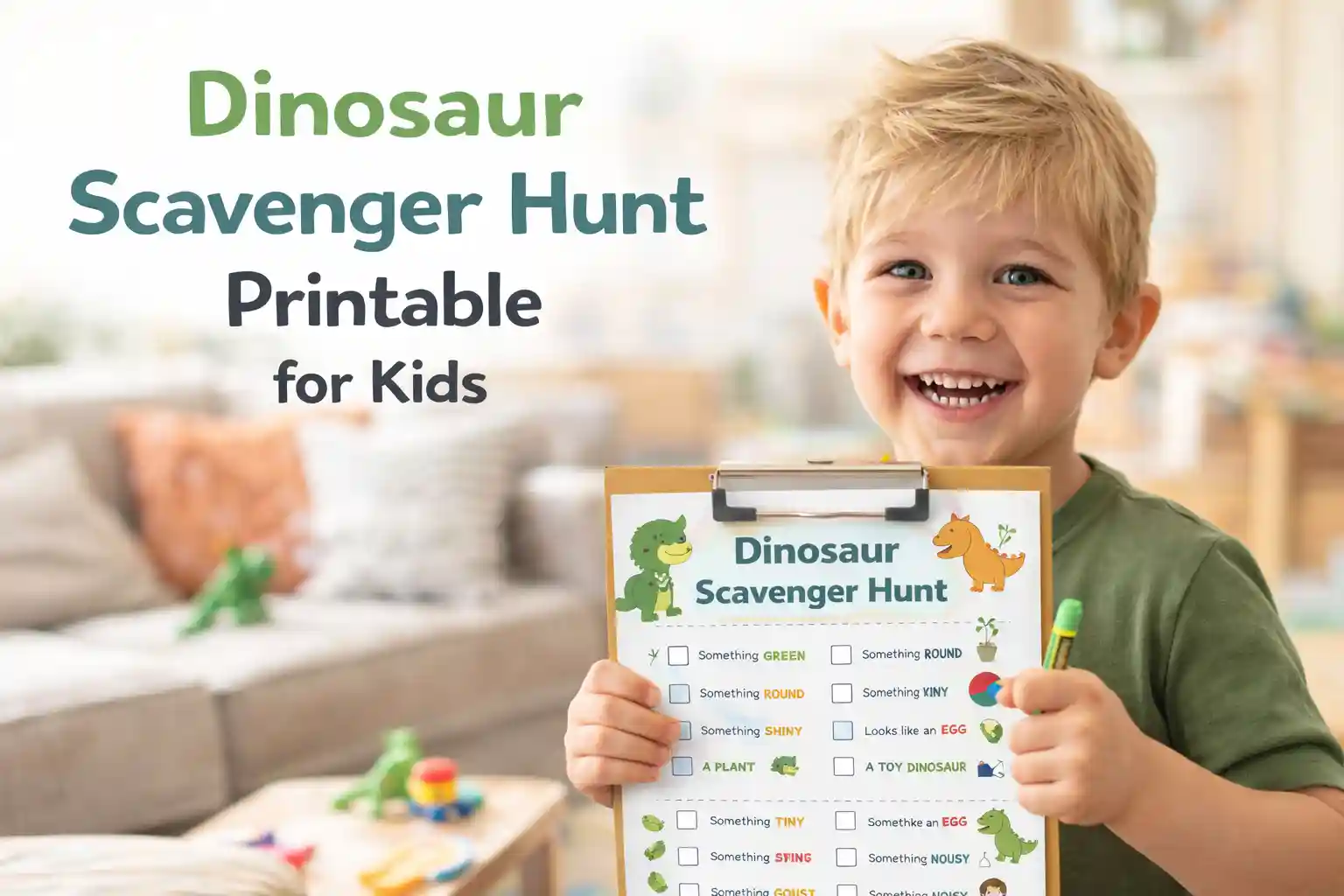 Dinosaur Scavenger Hunt Printable for Indoor Fun